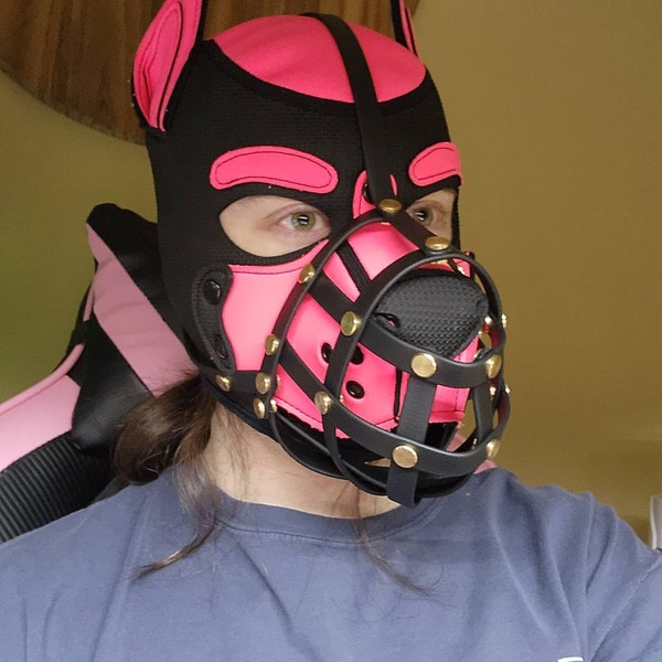 Matte Black Spiked Classic Hardware Petplay Face Muzzle - Etsy