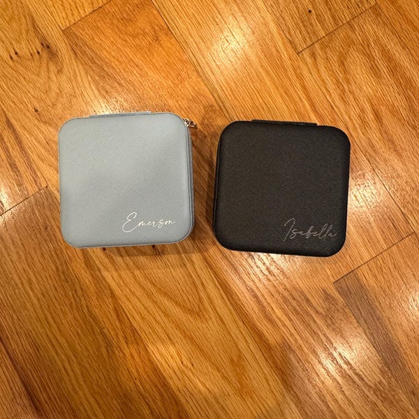 Custom Initial Jewelry Box, Engraved Vegan Leather Jewelry Storage ...