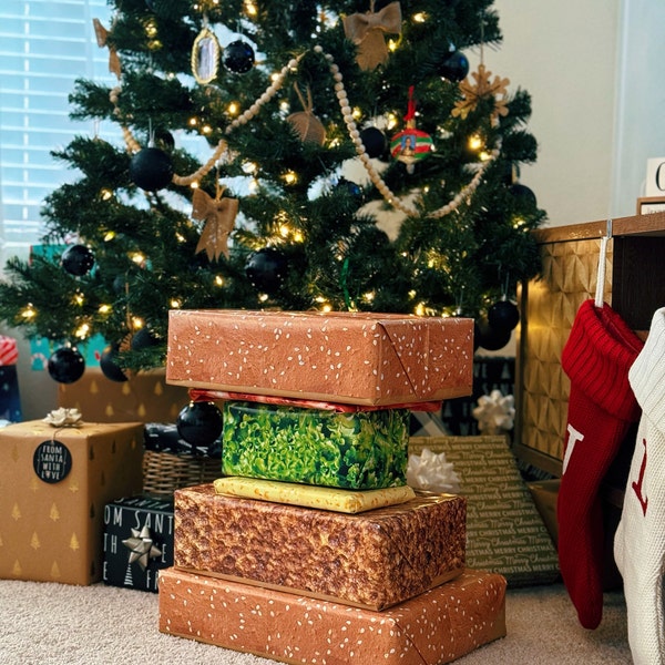 Cheeseburger Wrapping Paper Set | Funny Christmas / Birthday Gift Wrap ...