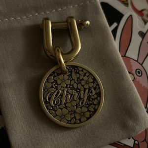 Brass Dog Tag, Personalized Brass Pet ID Tag, Custom Cat Tag, Unique ...