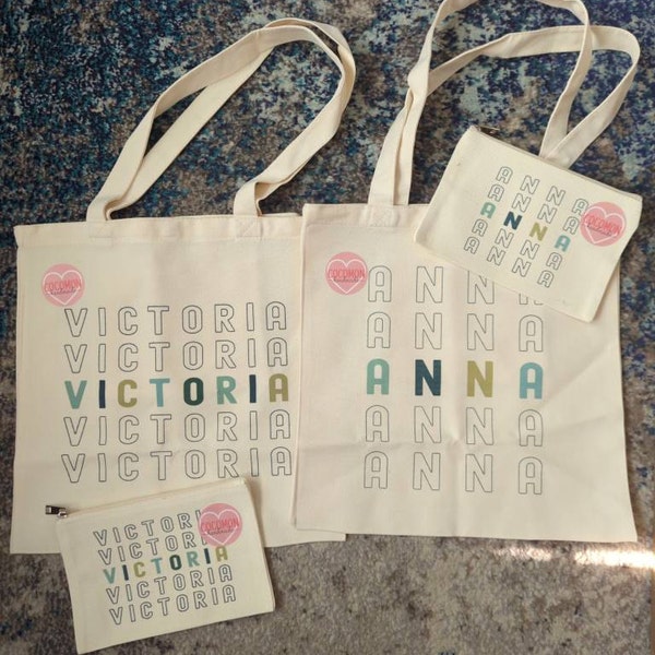 Personalized Name Bag Custom Name Tote Bag Custom Gift Bridesmaids Bag ...