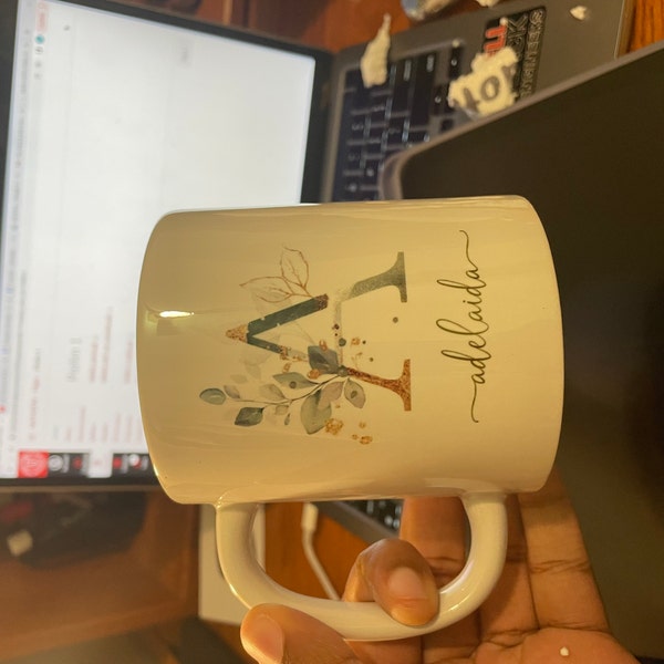 Floral Initial Mug: Personalized Watercolor Flower Coffee Cup - Etsy