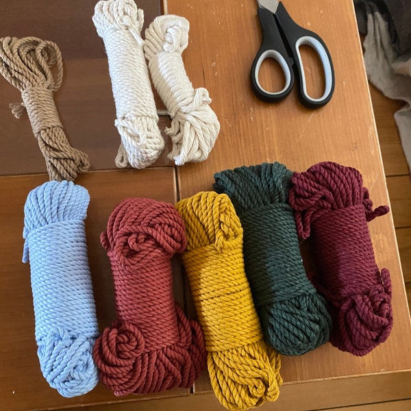 SET of Macrame Cotton Cord Bundles for Crafts, 3-ply 3 Strand Rope 3 ...