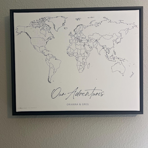 Push Pin Mini World Travel Map - No Labels - Personalizable Cork Pin ...