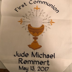 Personalized First Communion Banner With Ornate Embroidered Chalice - Etsy