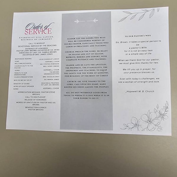 Trifold Church Sunday Worship Service Program Canva Editable Template ...