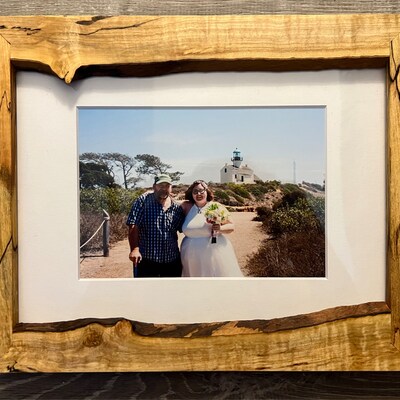 Live Edge Frame. Custom Sizing. Cherry Wood With Walnut Accents ...