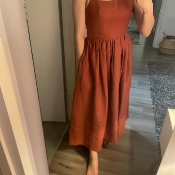 Tuscany Mini Linen Dress - Mini Summer Linen Dress, Cowboy Dress ...