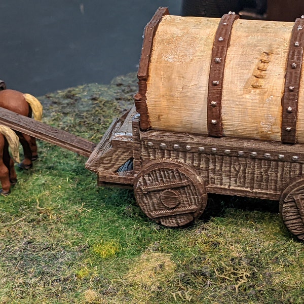 Modular Wagon Set W/ Horses 28mm Scale Fantasy Terrain Tile Decoration ...