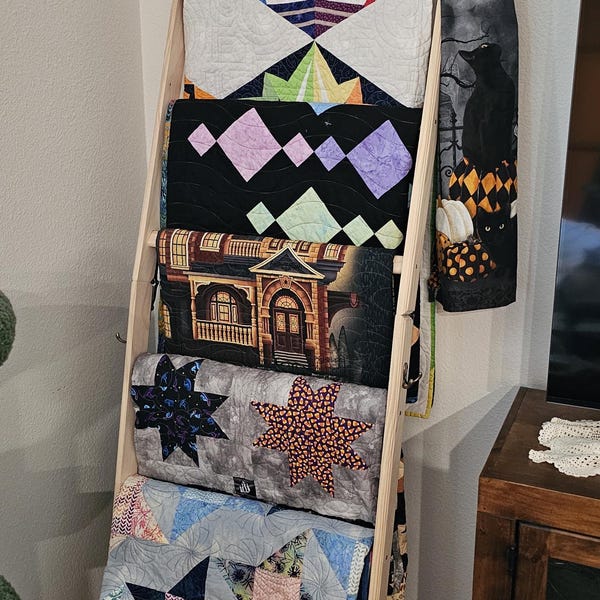 The Ladderrack Quilt Display Stand and Blanket Ladder, Rack Holds up to ...