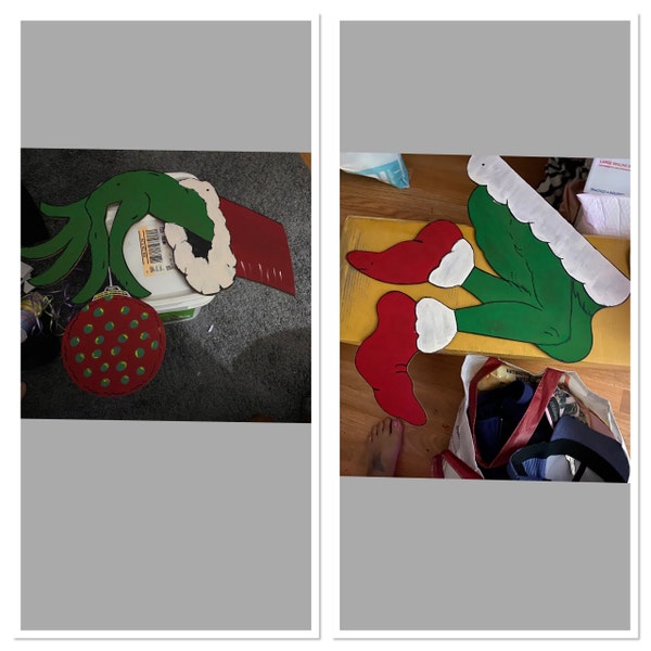 Grinch Hand Wood Sign Unfinished Wood Door Hanger Christmas MDF Paint ...