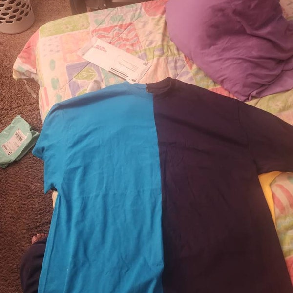 Pink and Blue Half and Half Tee Shirt | Split Tee | Two-toned Shirt ...