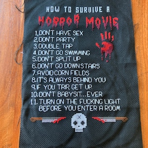 How to Survive A Horror Movie Horror Cross Stitch Pattern Gothic ...