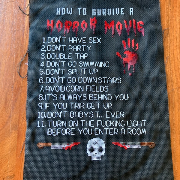 How to Survive A Horror Movie - Horror Cross Stitch Pattern - Gothic ...