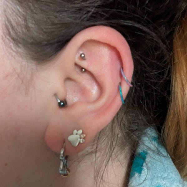 Earrings Rings Double Open Stack Nose Ring CZ 316L Surgical Steel Nose ...