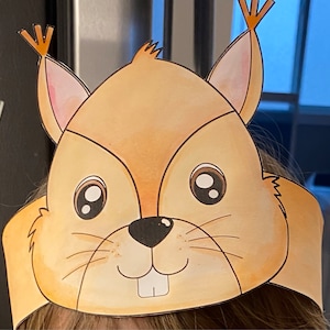 Squirrel Paper Coloring Crown, Animal Paper Hat for Kids, Instant ...