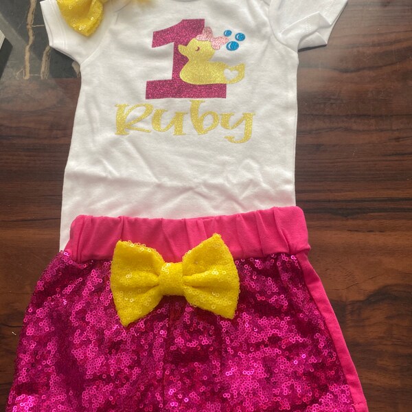 Personalized Rubber Ducky Birthday Shorts Outfit, Duck Birthday, Rubber ...