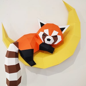 Red Panda Wall Decor Papercraft DIY Pepakura Origami Template Low Poly ...