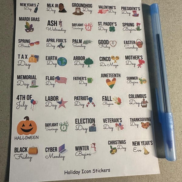 2024 Year Script Planner Stickers, XL 2024 Script Stickers, Year Script ...