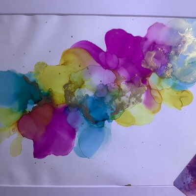 A2 Rainbow Stripe Wrapping Paper / Alcohol Ink Artwork / Stationery ...