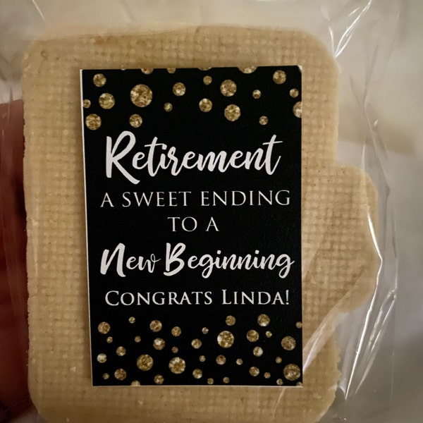 Retirement Party Favor Tag, Retirement Tag Black and Gold Personalized ...