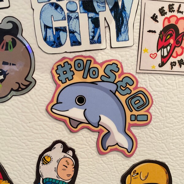 Censored Curse Word Dolphin Screech Sticker / Funny Gen Z Meme Humor ...