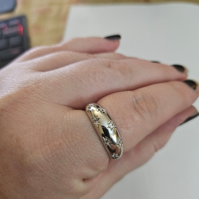 Dome Ring, Gold Dome Ring, Silver Dome Ring, Star Ring, Celestial ...