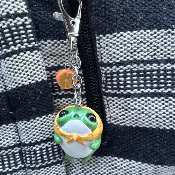 Pumpkin Frog Keychain, Cute Polymer Clay Figurine, Polymer Clay ...