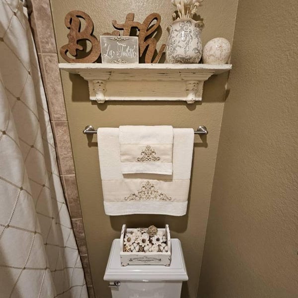 French Country Shelf With Knobs / Distressed Shelf With Knobs / Kitchen ...