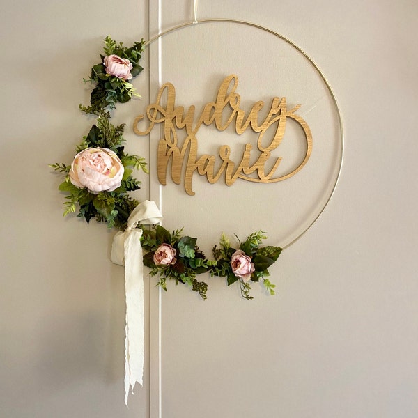 Nursery Wreath With Name - Baby Shower Gift - Baby Shower Wreath With ...