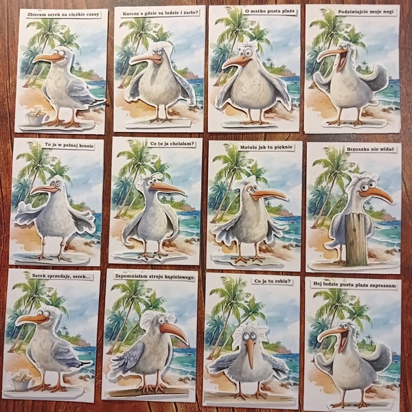 Funny Expressive Seagull Clipart Bundle 10 PNG, Commercial Use, Funny ...