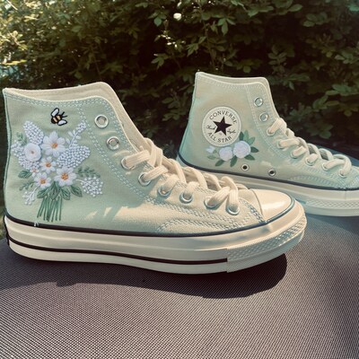 Custom Embroidery converse shoes Flower Embroidery Unique Gifts Wedding ...