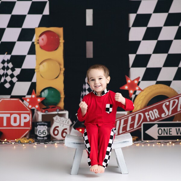 Red Race Car Driver Outfit, Race Car Themed Photo Props, Baby Race Car ...