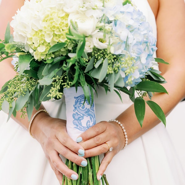 Custom Embroidered Bouquet Wrap With Single Letter Vine Monogram ...