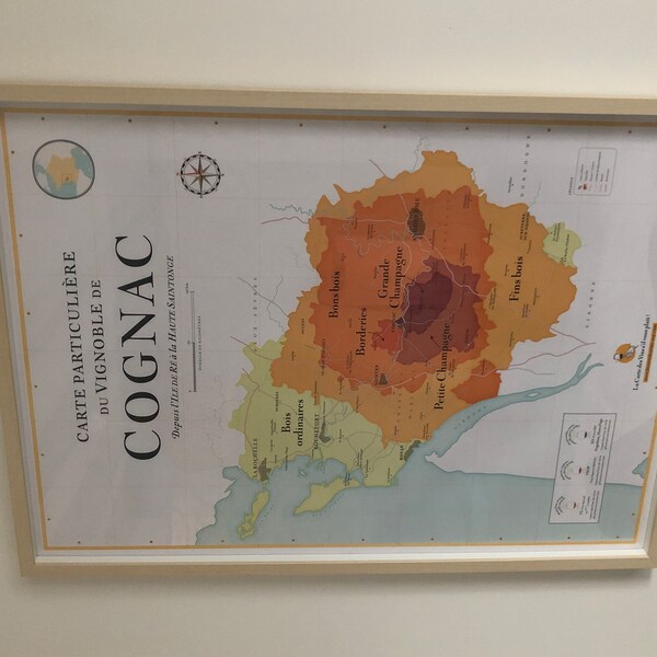 Wine Map of Cognac - Gift Idea for Wine Lovers - Etsy