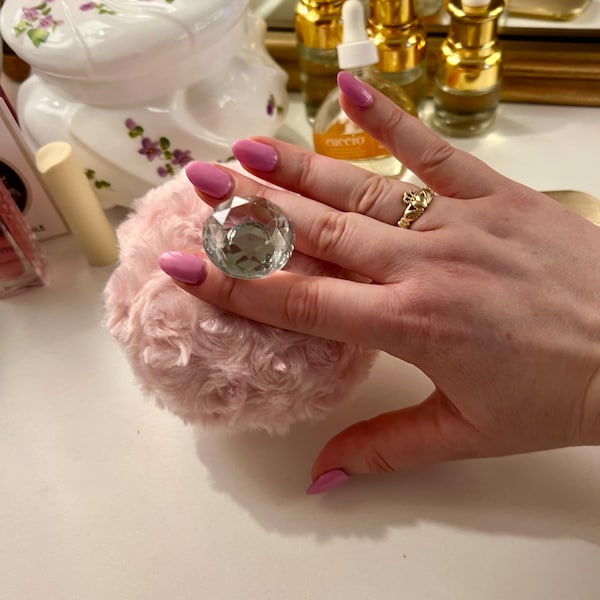 Dusty Baby Pink Body Dusting Powder Puff ~ Crystal Handle - Etsy