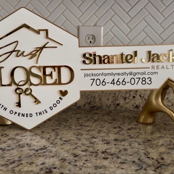 Just Closed, Gold Mirror Key Sold Sign, Closing Photo Prop, Modern Key ...