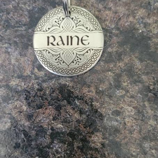 Personalized Pet Tag Elven Scrollwork With Celtic Border Custom Dog Cat ...