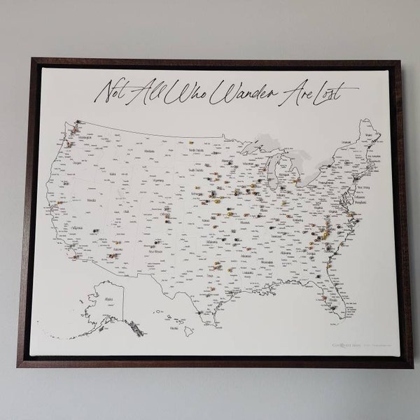 Push Pin Mini USA Travel Map - Cities & States Labeled - Personalizable ...