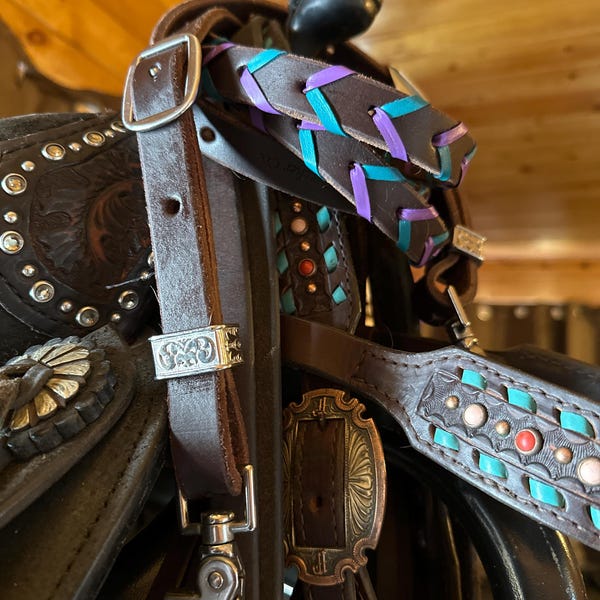 Butter Soft Chocolate Headstall W Turquoise & Silver Hardware, USA Made ...