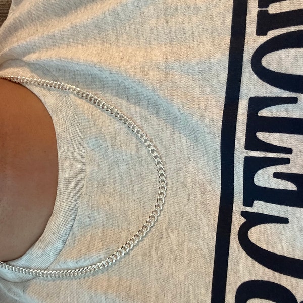 925 Sterling Silver Cuban Link Chains Men's Women's Curb Necklace ...