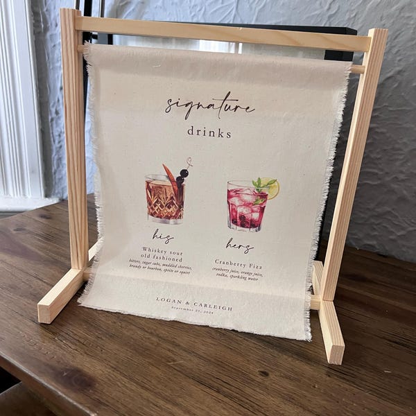 Mini Bar Sign With Stand/ Semi-custom Bar Sign/ Signature Cocktails ...
