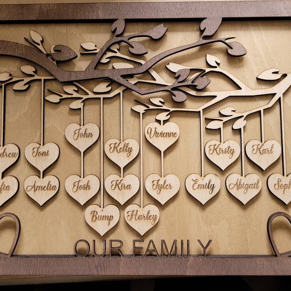 Personalised Wooden Family Tree, Mothers Day Gift, Grandchildren, Gift ...