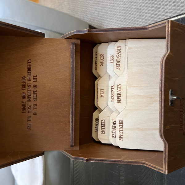 Personalized Recipe Box With Dividers, Custom Recipe Card Box, Wooden ...