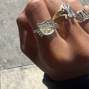 10k Gold Bubble Initial Letter Ring, Nugget Initials, Nugget Letter Ring, Yellow Gold Initial ...