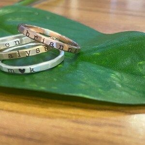 Stacking Rings with Names Stackable name rings Thick rings | Etsy