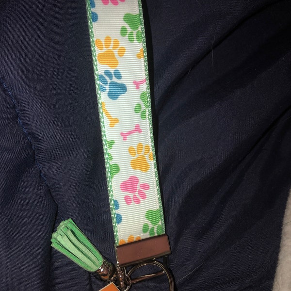 Dog Paw Print Key Fob - Dog Bone and Paw Print Key Fob - Puppy Paw ...