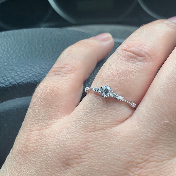 Dainty 925 Sterling Silver Cubic Zirconia Engagement Wedding Ring ...