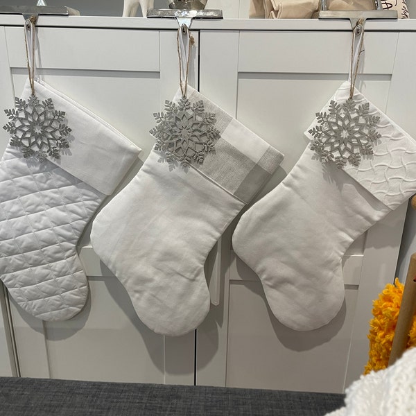 Christmas Stocking. Personalized Christmas Stocking. Gray Silver Burlap ...