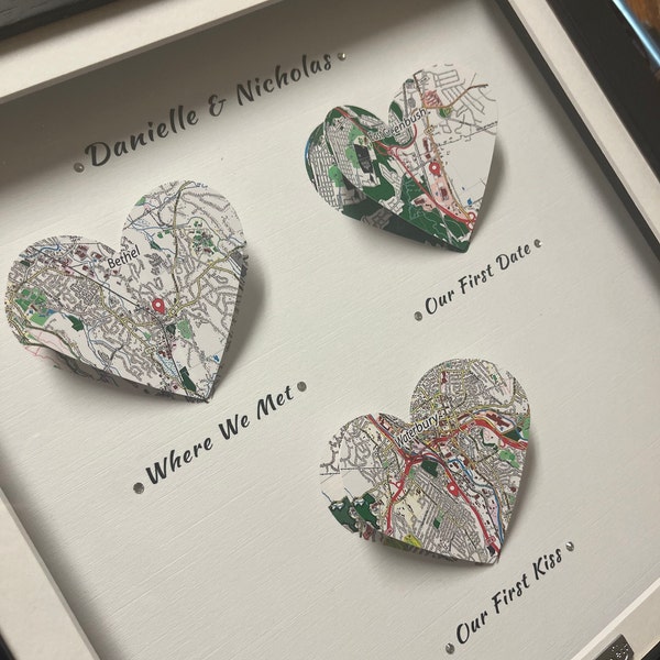 First MET First DATE First KISS, Valentines Day, Map Gift, Partner ...